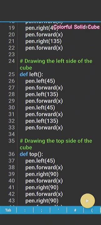 Drawing Colorful Solid Cube Python Turtle Graphics Shorts Pythonturtle Coding Youtube