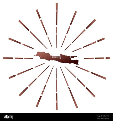 java gradiented sunburst map of the island with colorful star rays