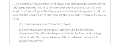 Solved The Homologous Recombination Event Between The