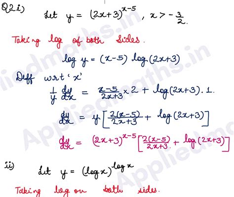 Class 12 Cbse Applied Maths Differentiation Exercise 52