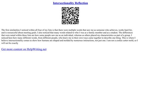 Intersectionality Reflection Pdf