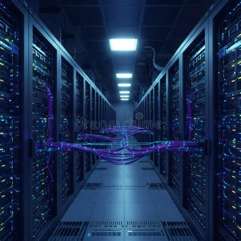 Network Cables Connecting Server Racks In Data Center Corridor Stock Illustration Illustration