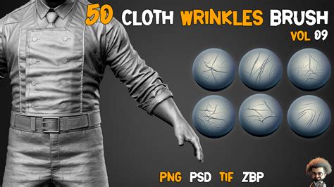 Artstation 50 Cloth Wrinkles Brush Vol 09 Brushes