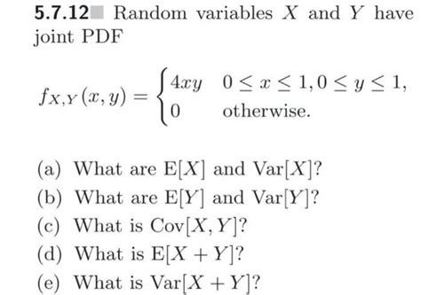 Solved 5712 Random Variables X And Y Have Joint Pdf Fxx