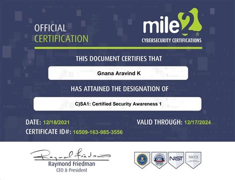 Gnana Aravind K On Linkedin Csap Cybersecurity Ceh Infosec Csa