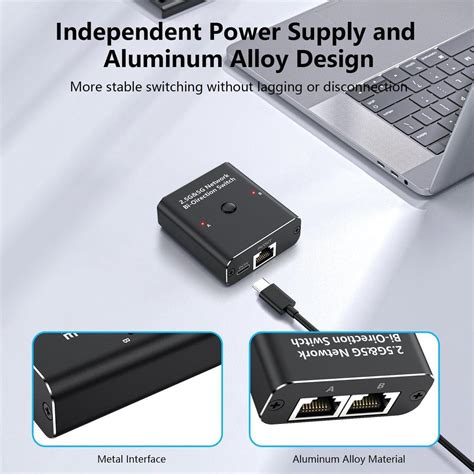 LUOM 2 5G 5G Ethernet Switch Cable RJ45 Network Adapter Bi Directional Ethernet Selector With