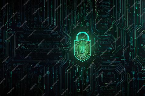 Cybersecurity Digital Circuit Lock Icon Premium Ai Generated Vector