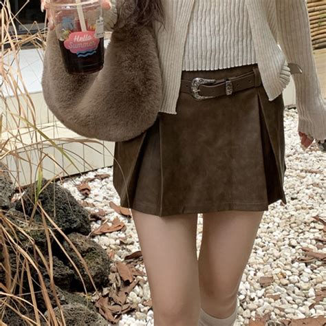 하벨리 플리츠 벨트 미니스커트 Ag119031h