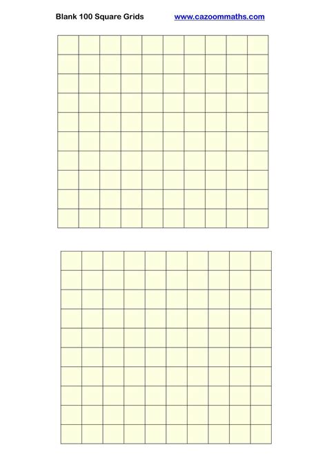 Blank 100 Square Grid Free Teaching Resources