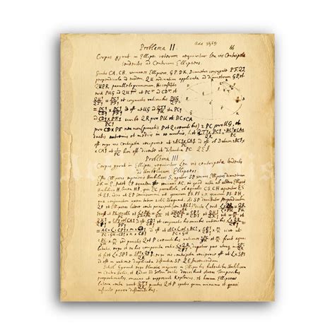 Printable Isaac Newton Manuscript Principia Mathematica Print