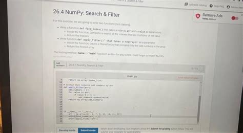 Solved 264 Numpy Search And Filter Thetum The Inderes