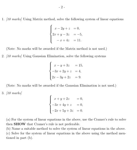[10 ﻿marks] ﻿using matrix method solve the following