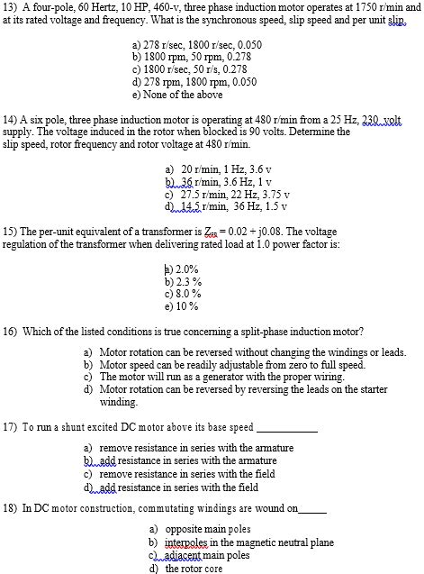 Solved 7 If An Induction Motor Were To Be Operated At 90