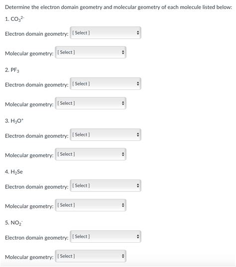 Solved Determine The Electron Domain Geometry And Molecular Chegg Com