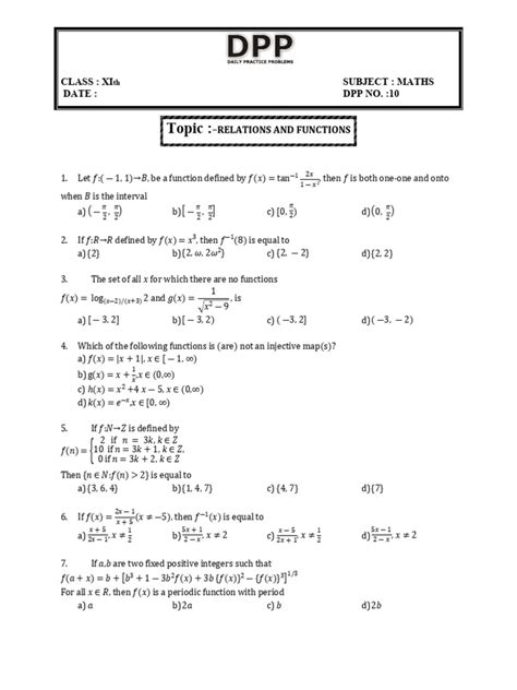 Relations And Functions Q 10 Pdf Function Mathematics Mathematics