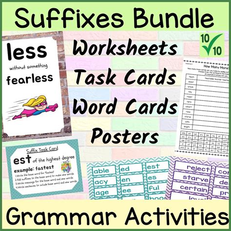 Suffixes Worksheets Word Cards Task Cards And Poster Anchor Charts Value Bundle Australian