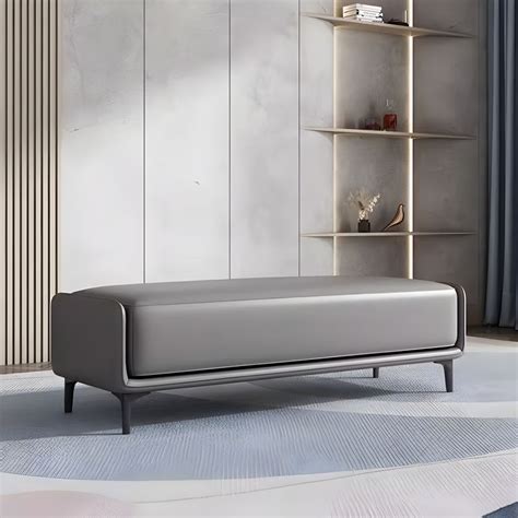 Upholstered Modern Bedroom Bench Armless Backless With Short Height And