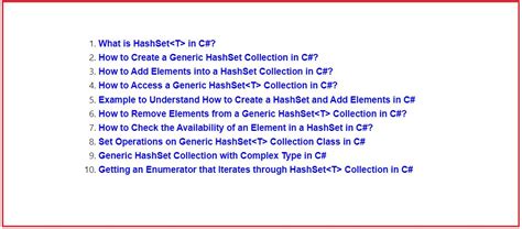 Generic Hashset Collection Class In C Dot Net Tutorials