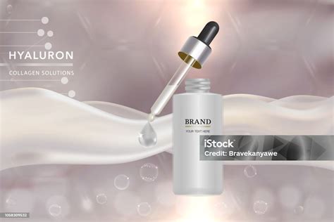 미용 제품 흰색 배경 사용 고급 피부 관리 광고를 광고와 함께 화장품 컨테이너 페이스 세럼에 대한 스톡 벡터 아트 및 기타