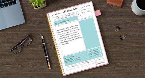 Regolden Book Meeting Notebook For Work With Action Items Project