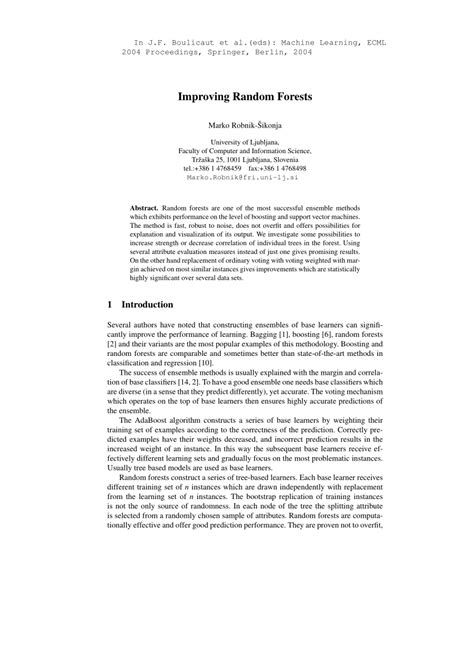 Pdf Improving Random Forests