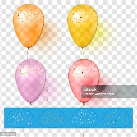 색종이와 현실적인 다채로운 풍선 현실적인 벡터입니다 3차원 형태에 대한 스톡 벡터 아트 및 기타 이미지 3차원 형태 금 금속 금색 Istock