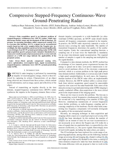 Pdf Compressive Stepped Frequency Continuous Wave Ground Penetrating Radar