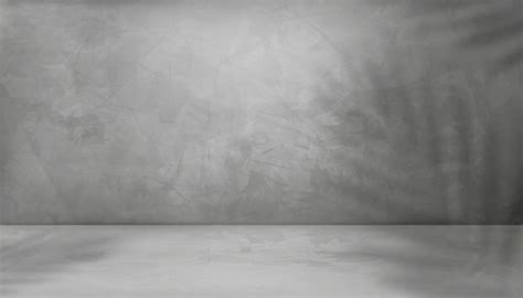 Grey Cement Wall Texture Background With Coconut Palm Leaves Shadow