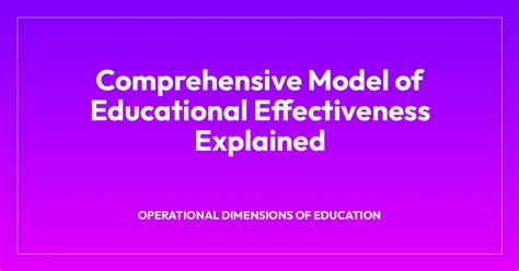 Comprehensive Model Of Educational Effectiveness Explained • Teachers Institute