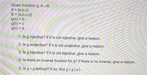 solved given function g a→b