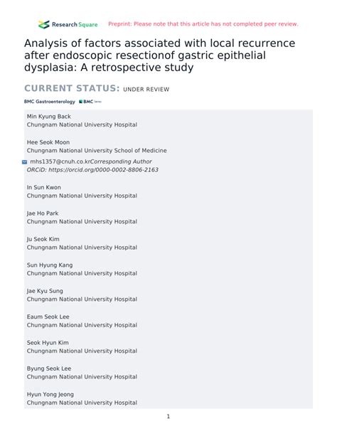 Pdf Analysis Of Factors Associated With Local Recurrence After Endoscopic Resectionof Gastric