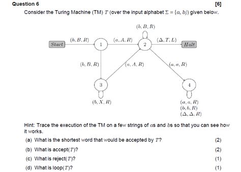 Solved Question Consider The Turing Machine TM T Chegg