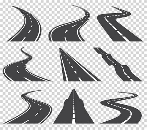 Conjunto De Vectores De Carreteras Curvas Carretera Asfaltada O Camino
