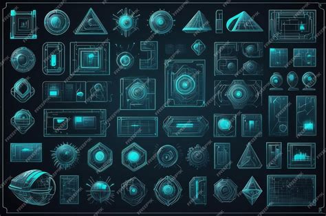 Premium Photo Big Collection Of Retro Futuristic Elements For Design Abstract Set Of Frames 3d