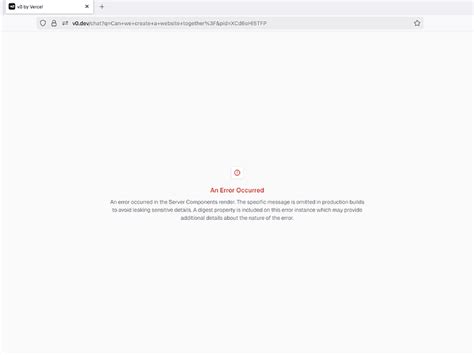 An Error Occurred In The Server Components Render V0 Vercel Community