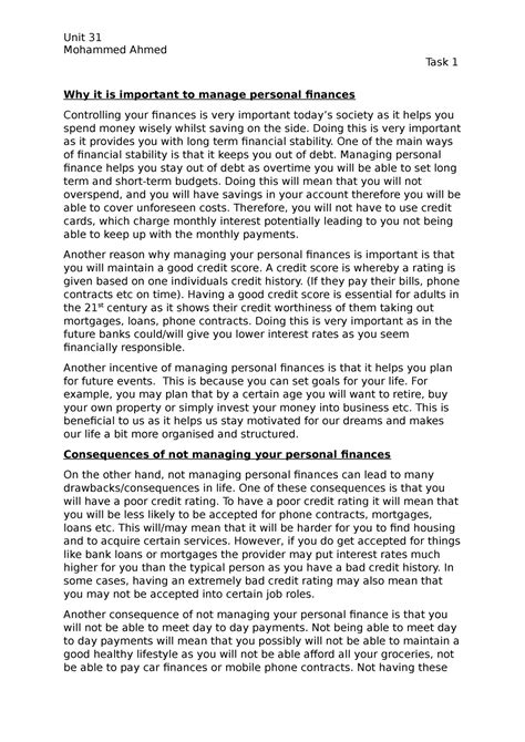 Unit 31 Assignment 1 Task 1 Mohammed Ahmed Task 1 Why It Is Important