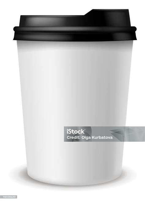 종이 커피 컵 라떼 에스프레소 및 카푸치노 검은 플라스틱 뚜껑 카페 또는 레스토랑 아침 음료 흰색 빈 패키지 3d 모형 벡터 3d 요소 용 테이크 아웃 카톤 컨테이너 0명에