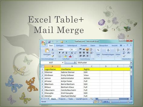 PPT Excel Table Mail Merge PowerPoint Presentation Free Download ID 3602786