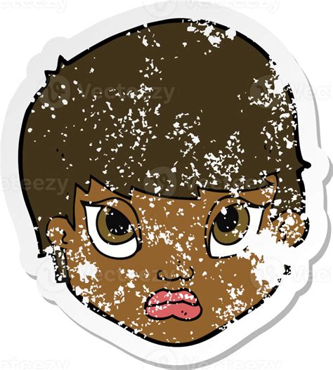 Retro Noodlijdende Sticker Van Een Cartoon Mokkende Vrouw 39880856 Png