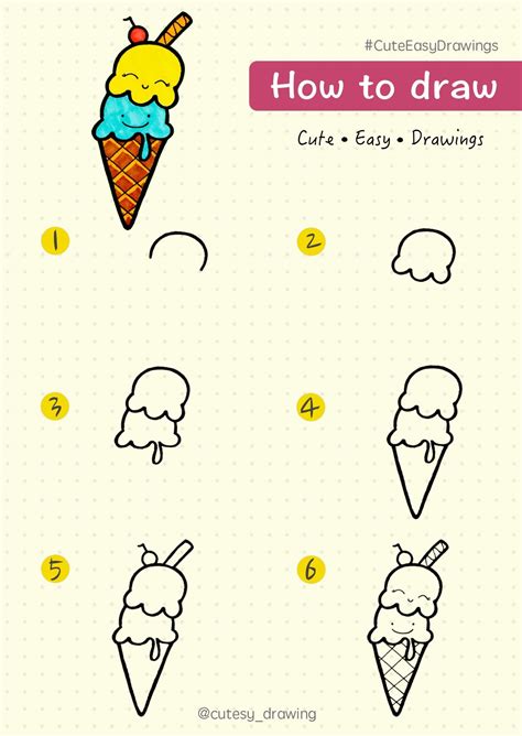 How To Draw A Kawaii Ice Cream Cone In 6 Steps Learn To Draw