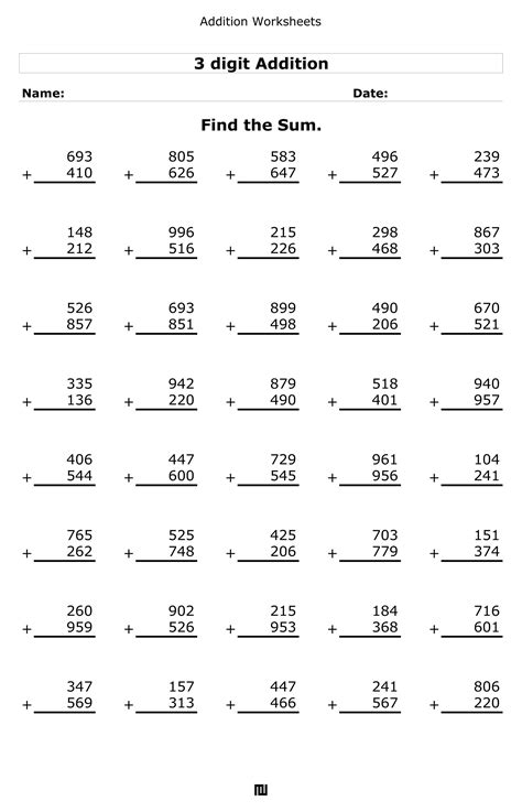 3 Digit Plus 3 Digit Addition 3 Digit Minus 3 Digit Subtraction Triple Digit Addition And