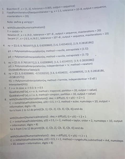 Solved 1 Bisection Fx12 Tolerance 0005 Output
