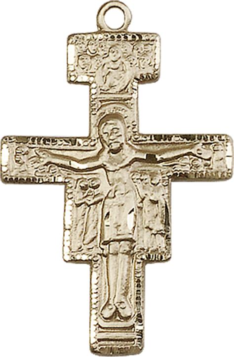 14kt Gold San Damiano Crucifix Medal 1 14 X 78 Ewtn Religious