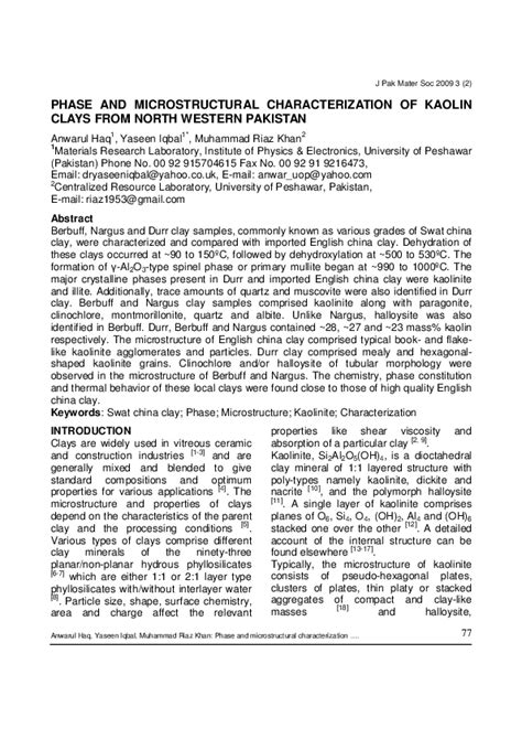 Pdf Phase And Microstructural Characterization Of Kaolin Clays From