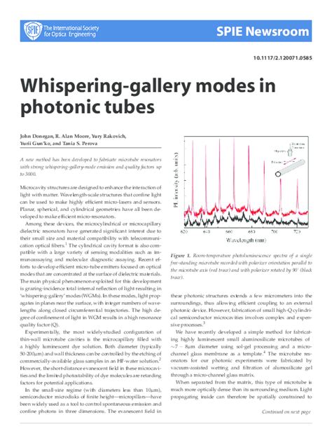 Pdf Whispering Gallery Modes In Photonic Tubes