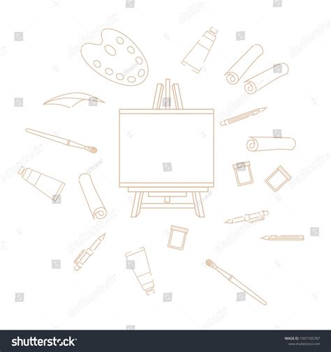 Outline Style Drawing Art Lesson Courses Stock Vector Royalty Free