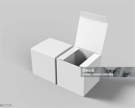 빈 흰색 큐브 제품 포장 종이 골 판지 상자 3d 렌더링 그림입니다 0명에 대한 스톡 사진 및 기타 이미지 0명 3차원