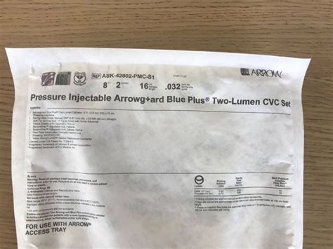New Arrow Ask 42802 Pmc S1 Pressure Injectable Arrowg Ard Blue Plus Two Lumen Cvc Set 8f X