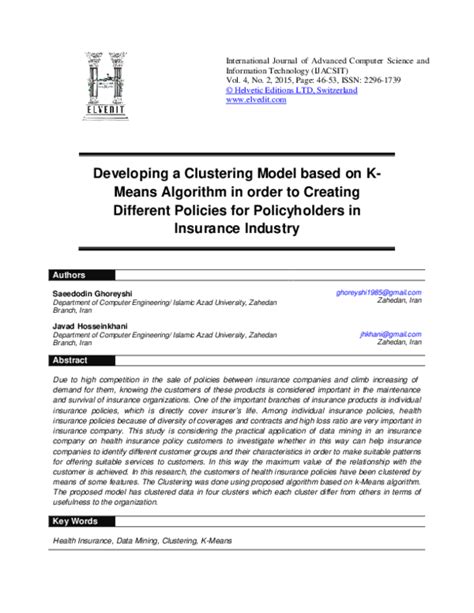 Pdf Developing A Clustering Model Based On K Means Algorithm In Order To Creating Different