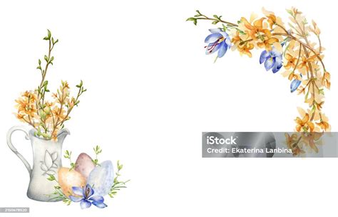 Ilustración De Estandarte De Pascua Con Flores Amarillas De Primavera